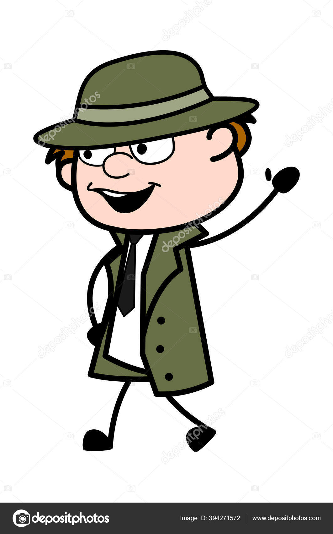 Cartoon Spy Saying Hello Stock Vector by ©lineartist 394271572