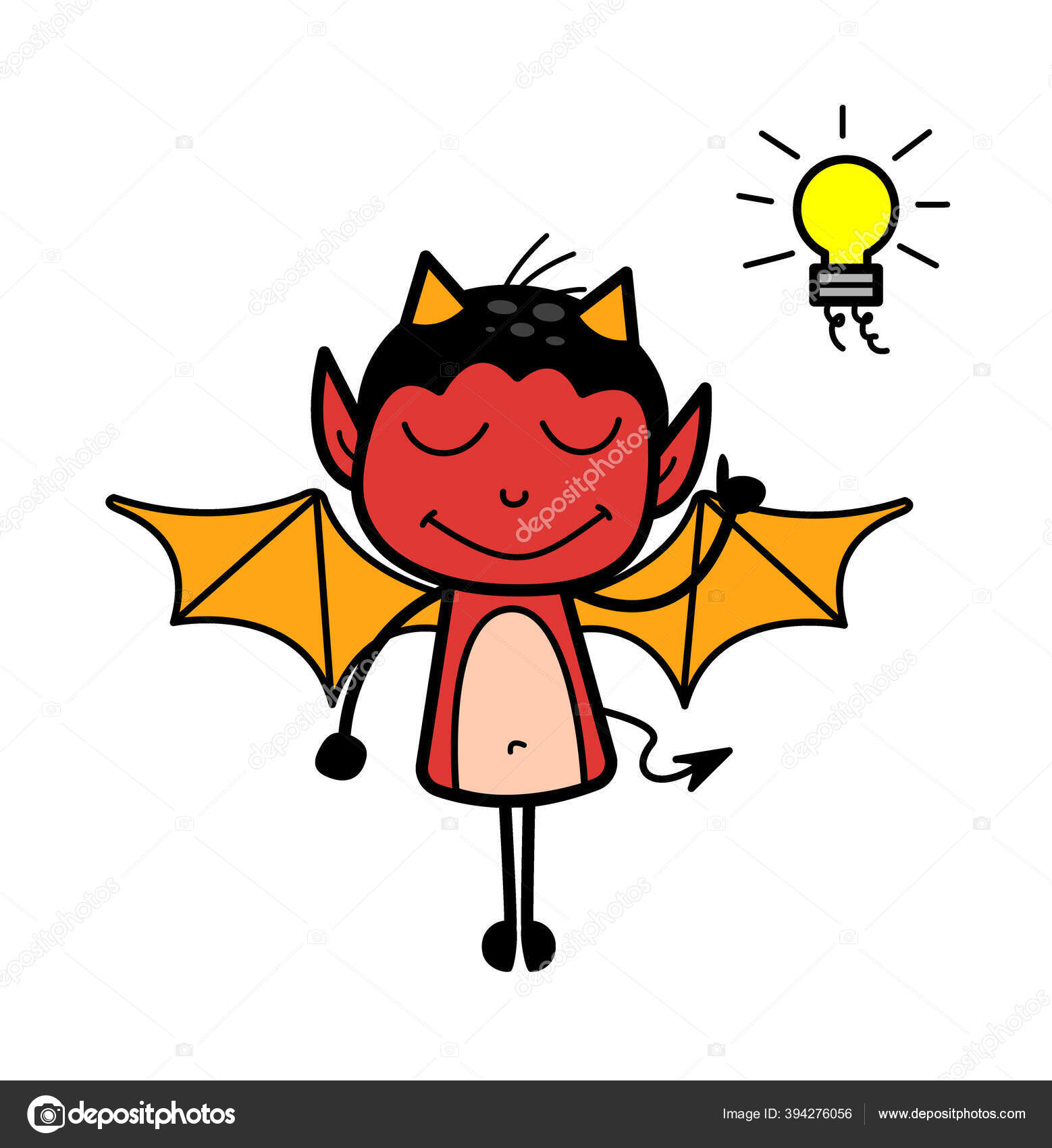Cartoon Devil Got Idea Stock Vector by ©lineartist 394276056