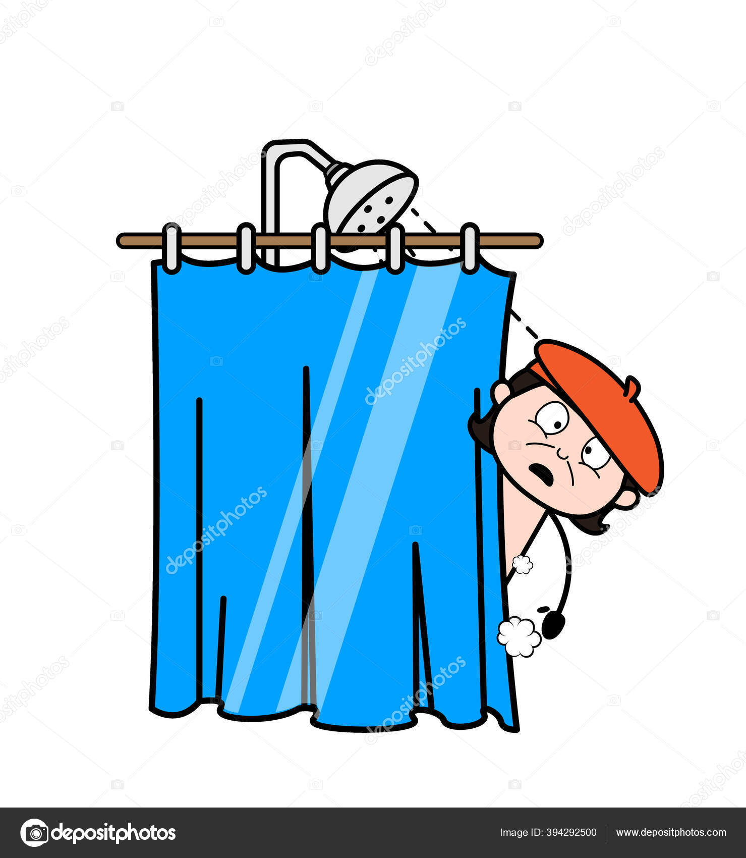 Artista Dibujos Animados Tomando Ducha Vector de stock #394292500 de ...