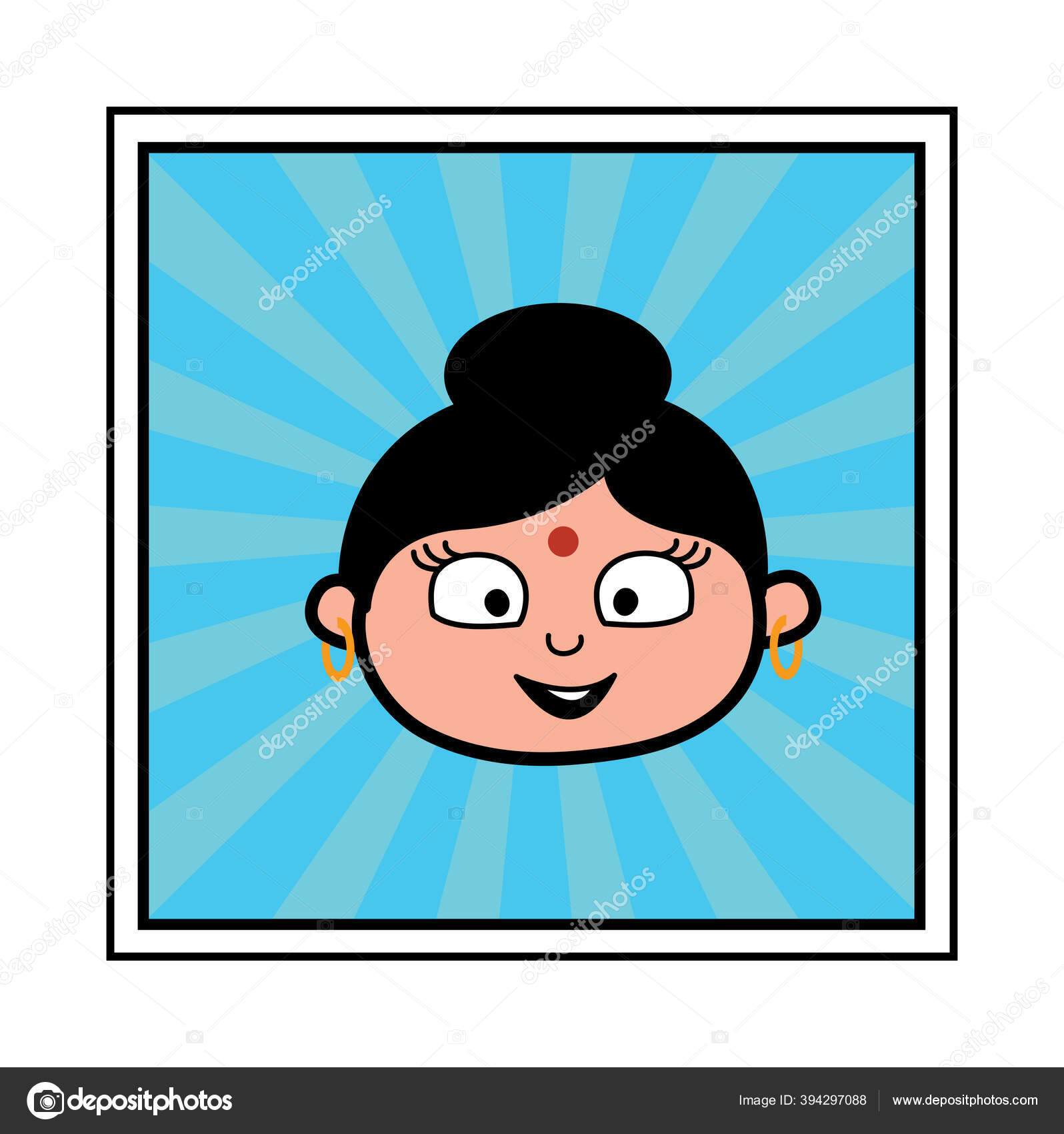 India Señora Cara Dibujos Animados Vector de stock #394297088 de ...