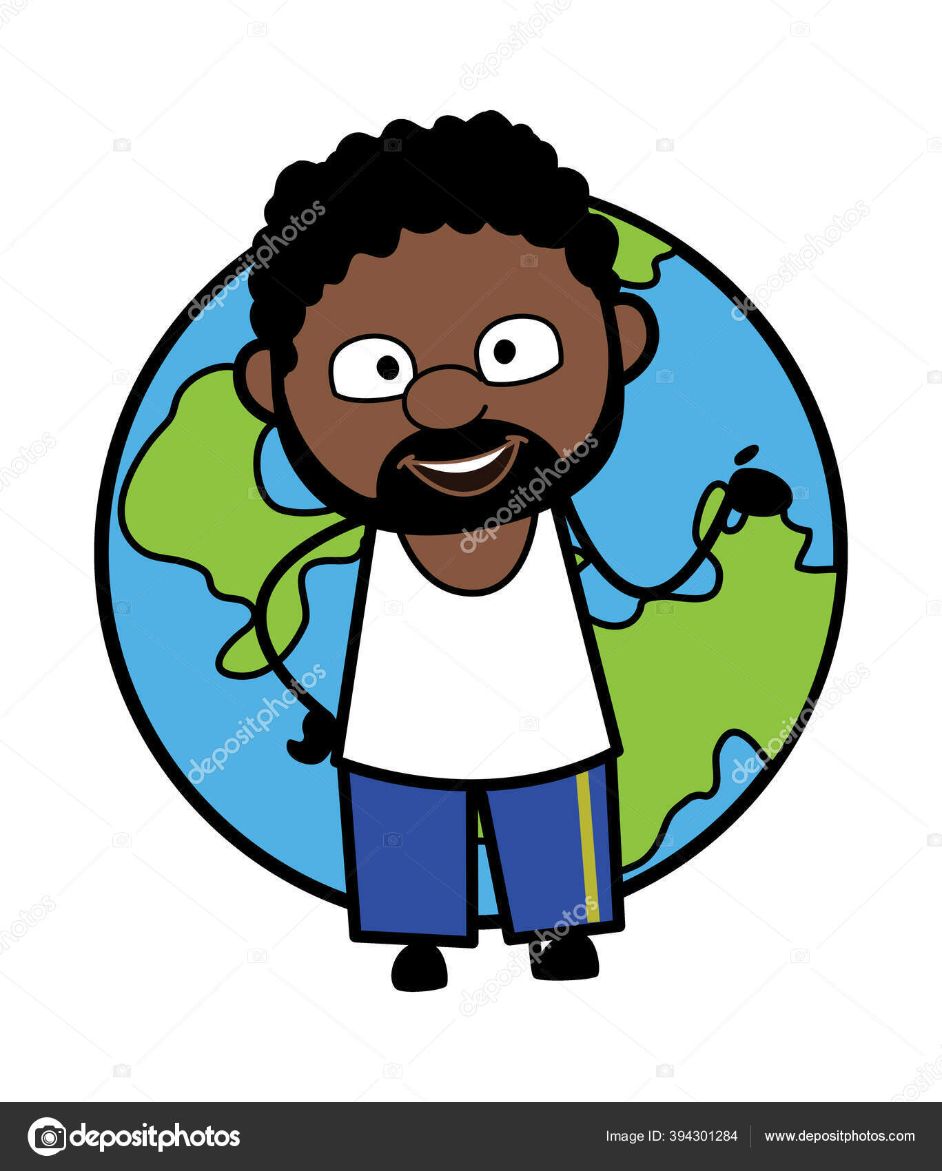Cartoon African American Man Planet Earth Stock Vector by ©lineartist ...