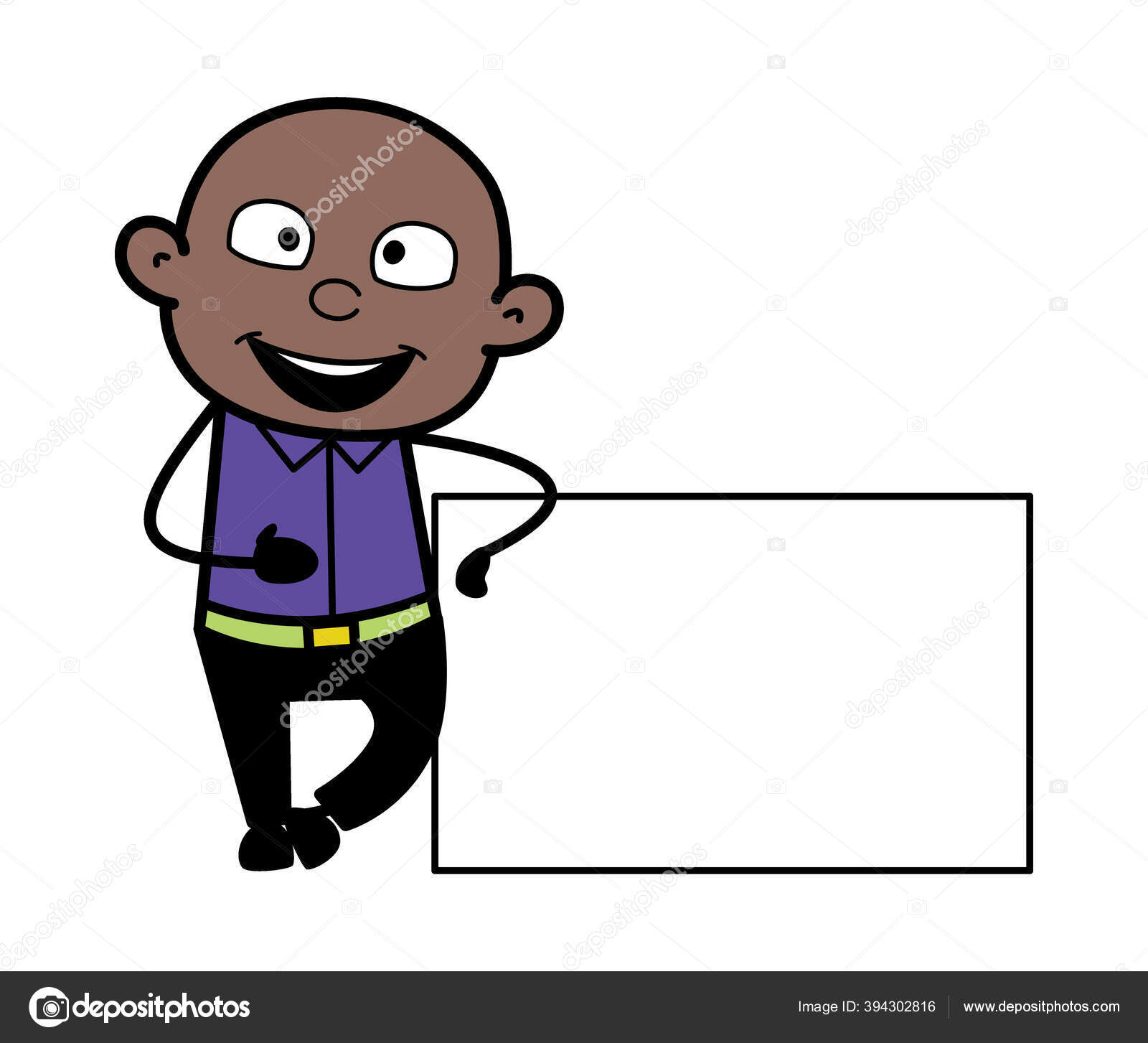 Cartoon Cartoon Bald Black Empty Banner Stock Vector by ©lineartist ...