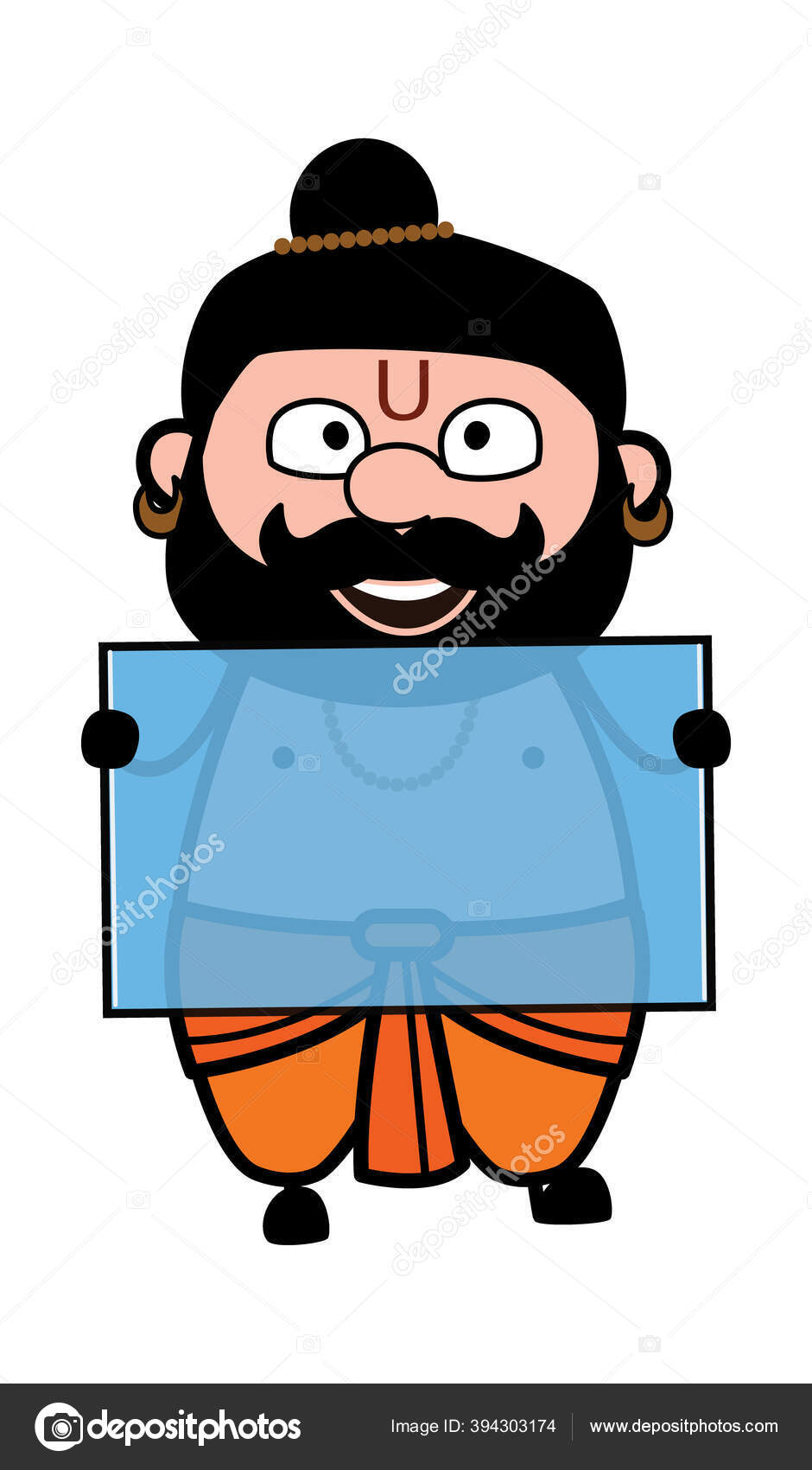 Cartoon Pandit Holding Glass Banner Stock Vector by ©lineartist 394303174