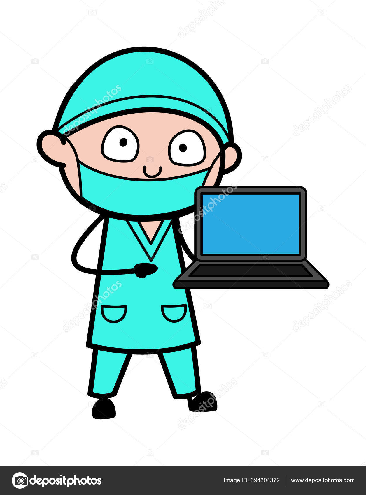 Cartoon Surgeon Presentation Laptop Stock Vector by ©lineartist 394304372