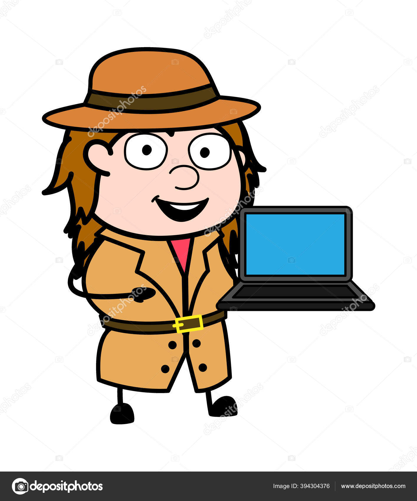 Cartoon Investigator Presentation Laptop Stock Vector by ©lineartist ...