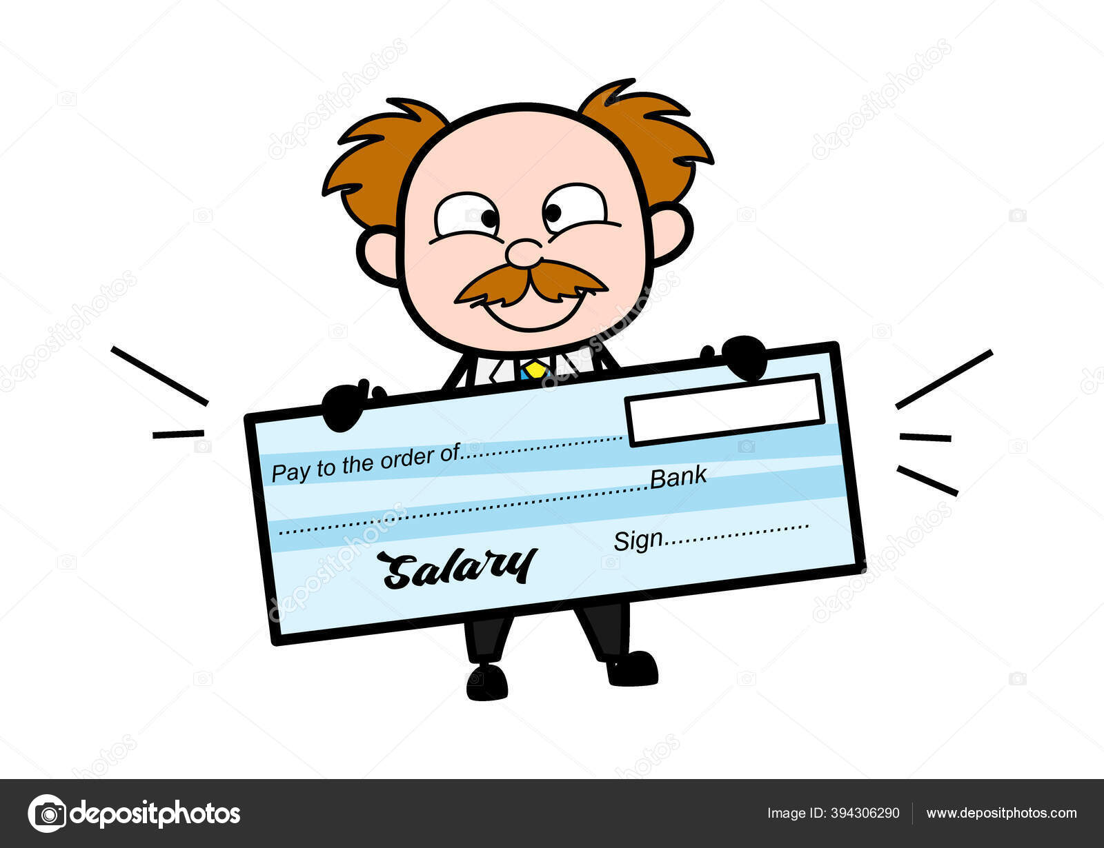 Científico Dibujos Animados Sosteniendo Cheque Pago Vector de stock ...