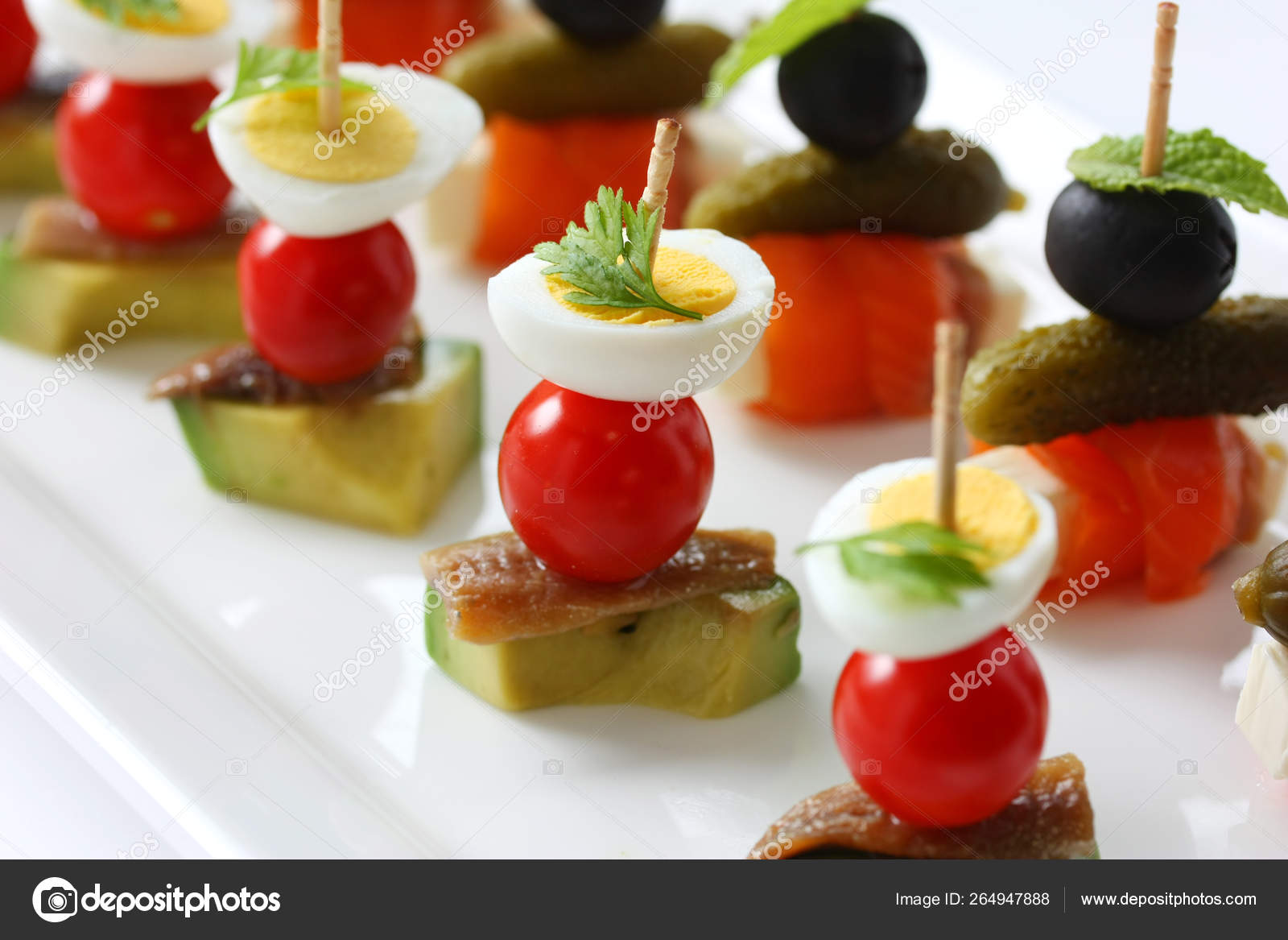 Canapes Toothpicks Appetizer Pinchos Spanish Food Stock Photo by ...