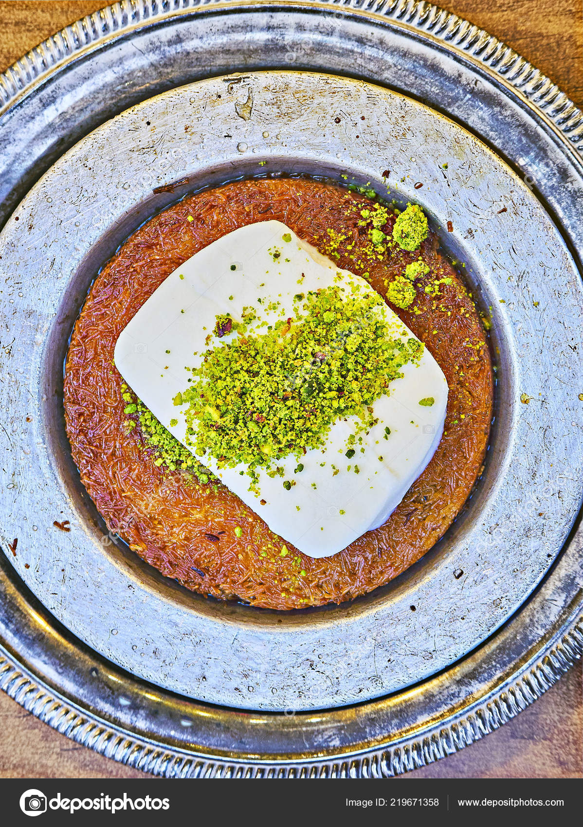 Kunefe Also Known Kenafeh Traditional Arab Dessert Made Kadayif Thin ...