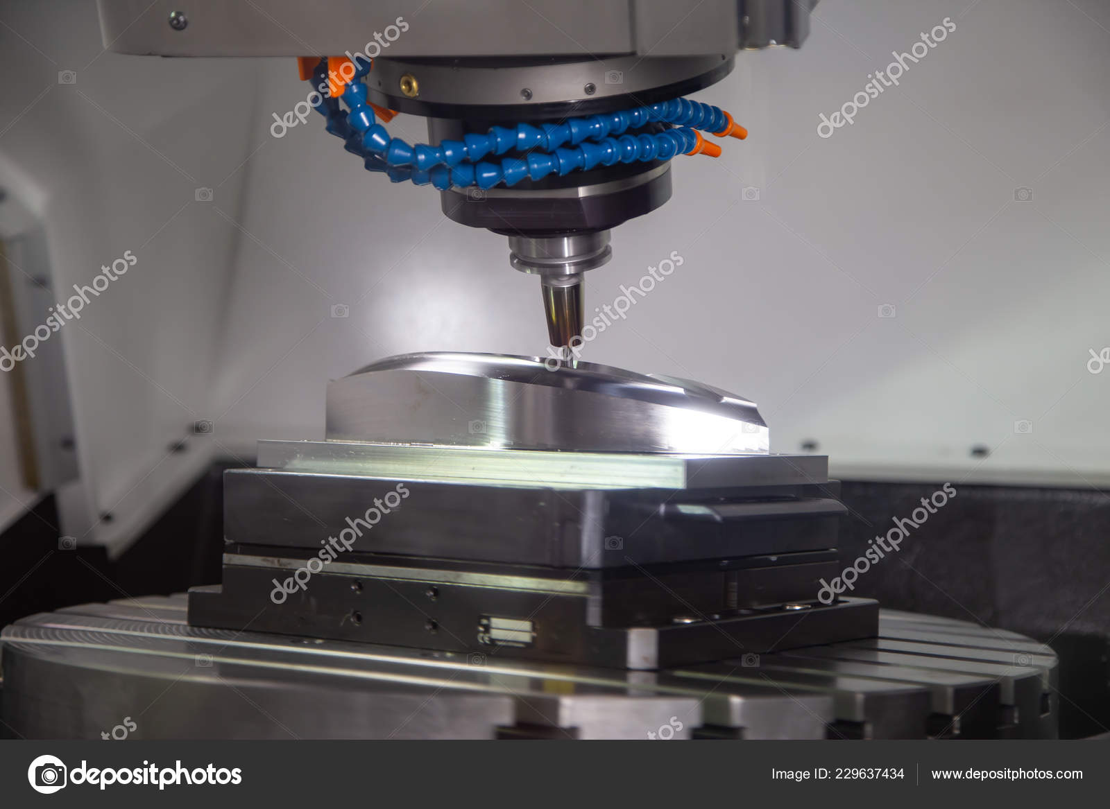 Cnc Milling Machine Cutting Workpiece Industrial Machining Stock Photo ...