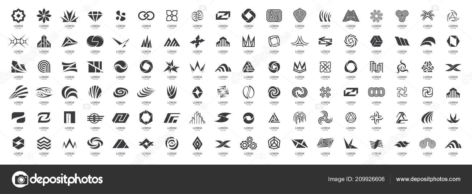 Abstract Logos Mega Collection Isolated White Background Stock Vector ...
