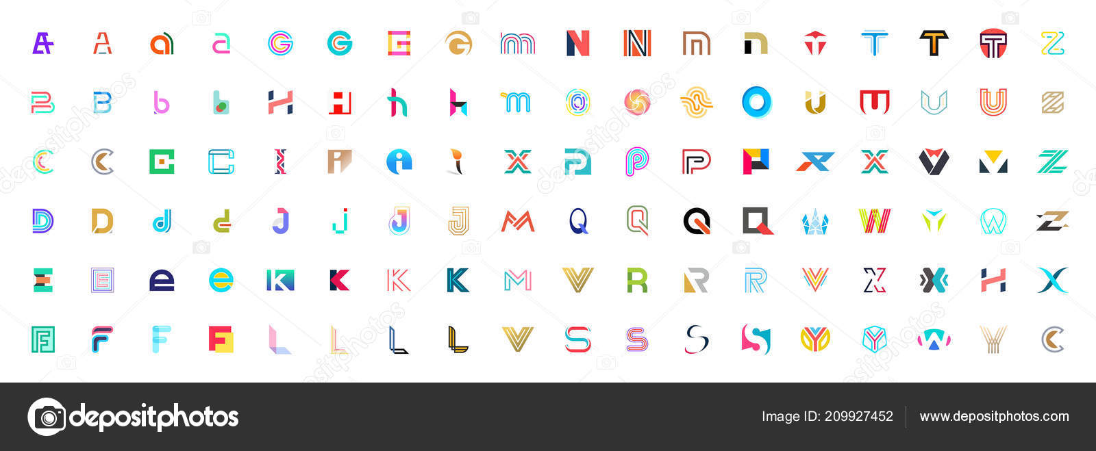 Abstract Logos Mega Collection Letters Isolated White Background Stock ...