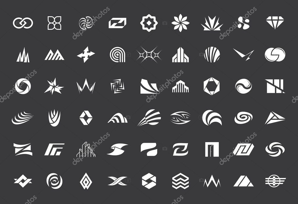 Colecci n de logos abstractos. Aislado sobre fondo negro 2024