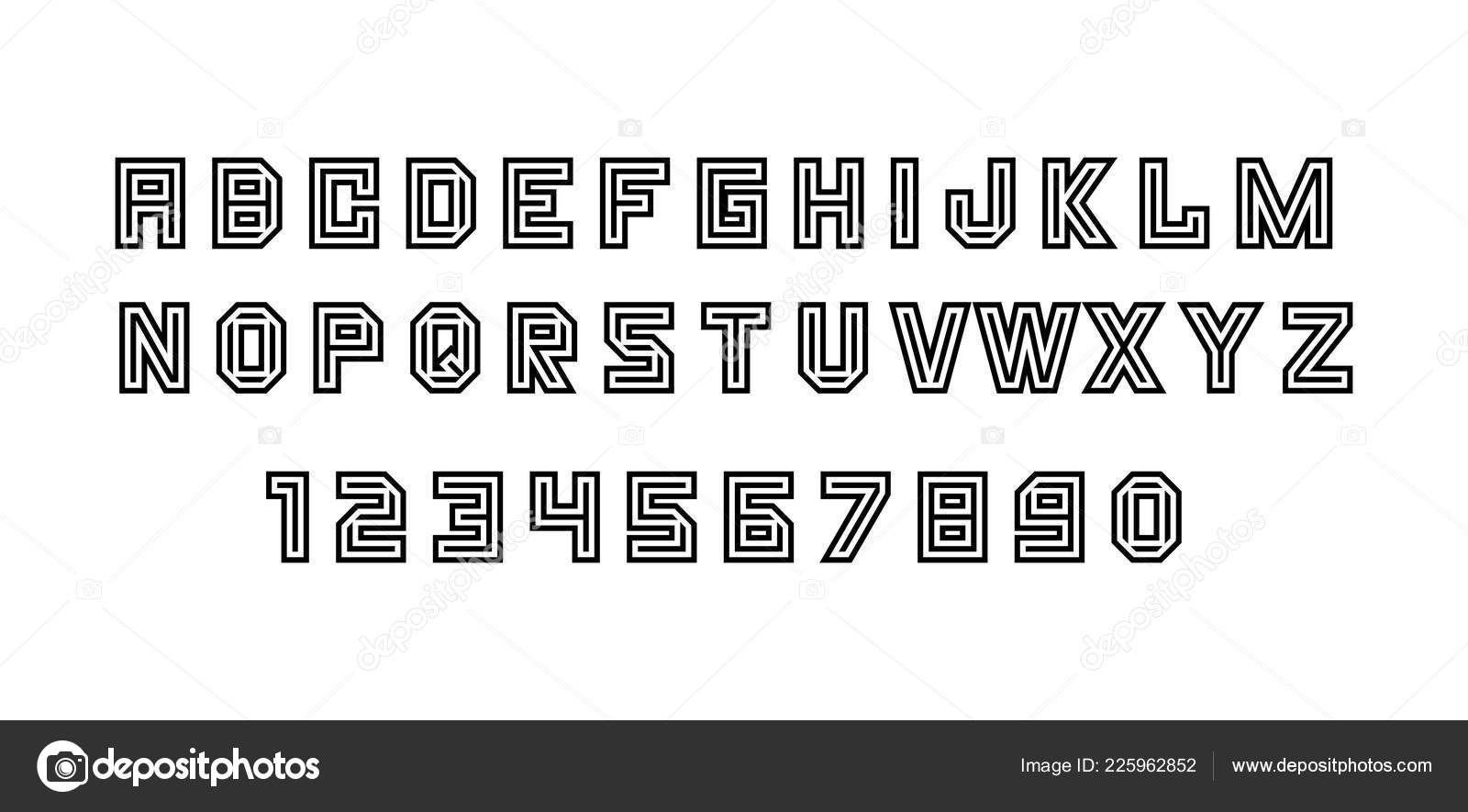 Negro Fuente Alfabeto Aislado Sobre Fondo Blanco Vector de stock ...