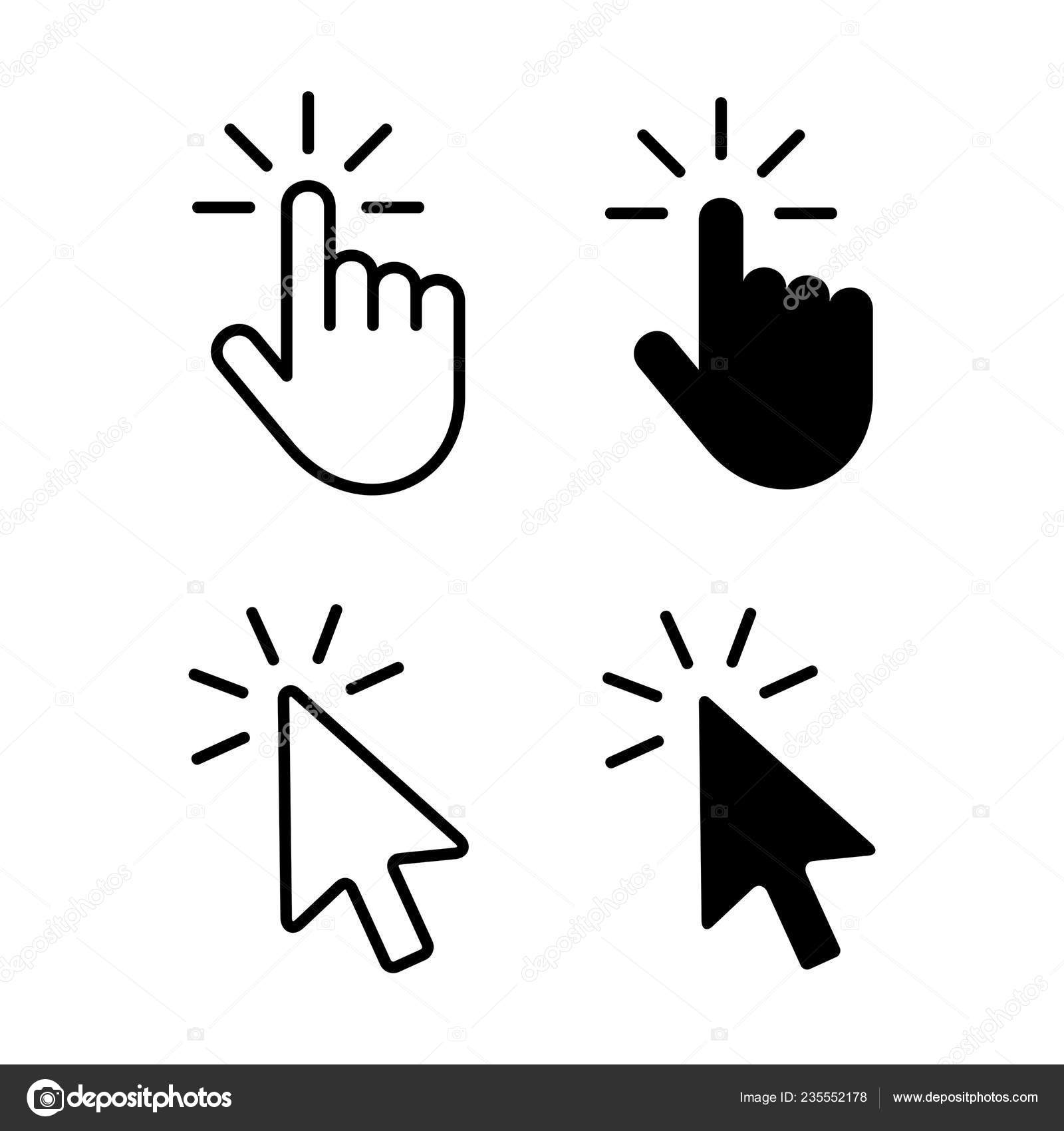 Set Hand Cursor Icons Click Cursor Icons Click Isolated White Stock Vector by ©NataliiaVolyk ...