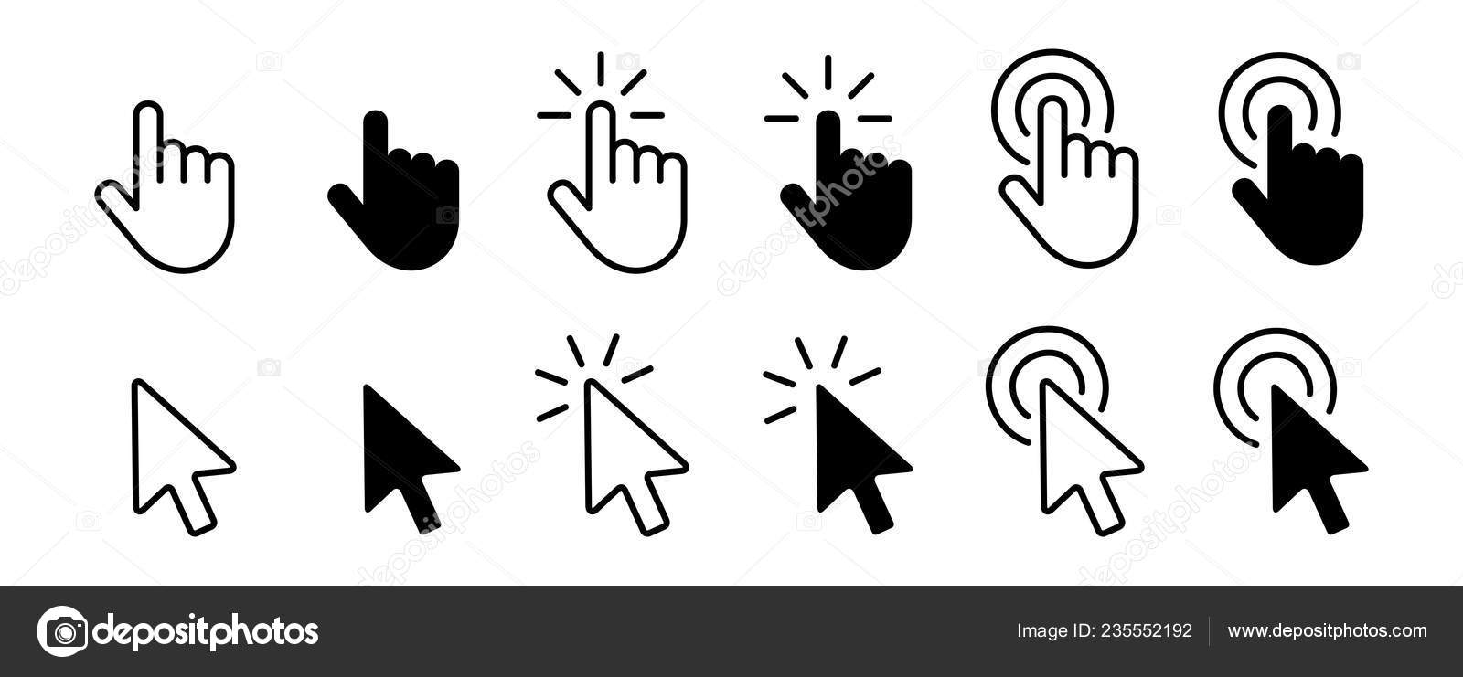 Set Hand Cursor Icons Click Cursor Icons Click Isolated White Stock Vector by ©NataliiaVolyk ...