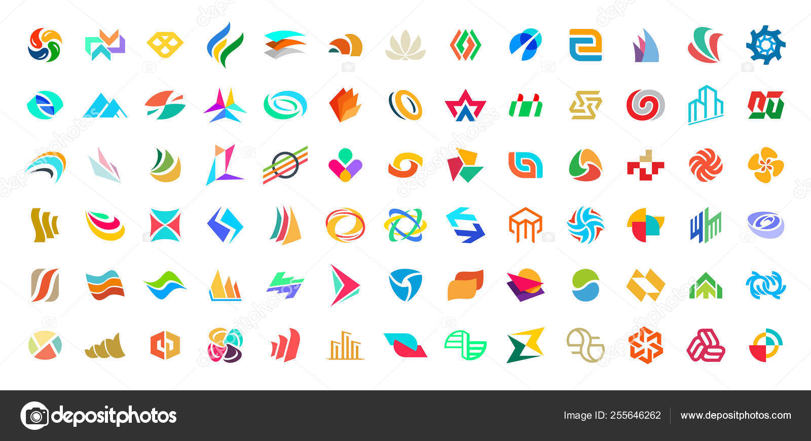 Abstract Logos Collection Geometrical Abstract Logos Isolated White ...