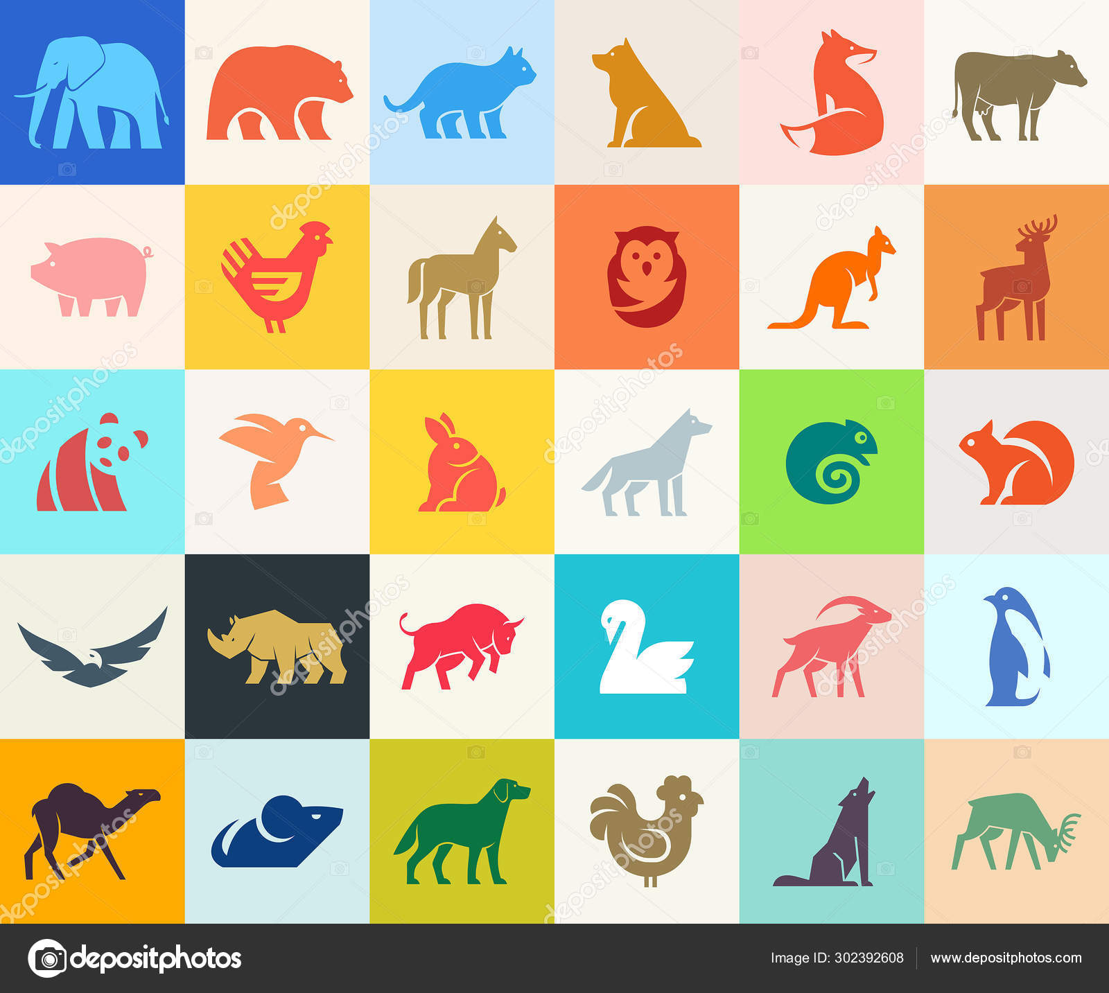 Animals Logos Collection Animal Logo Set Stock Vector Image by ...