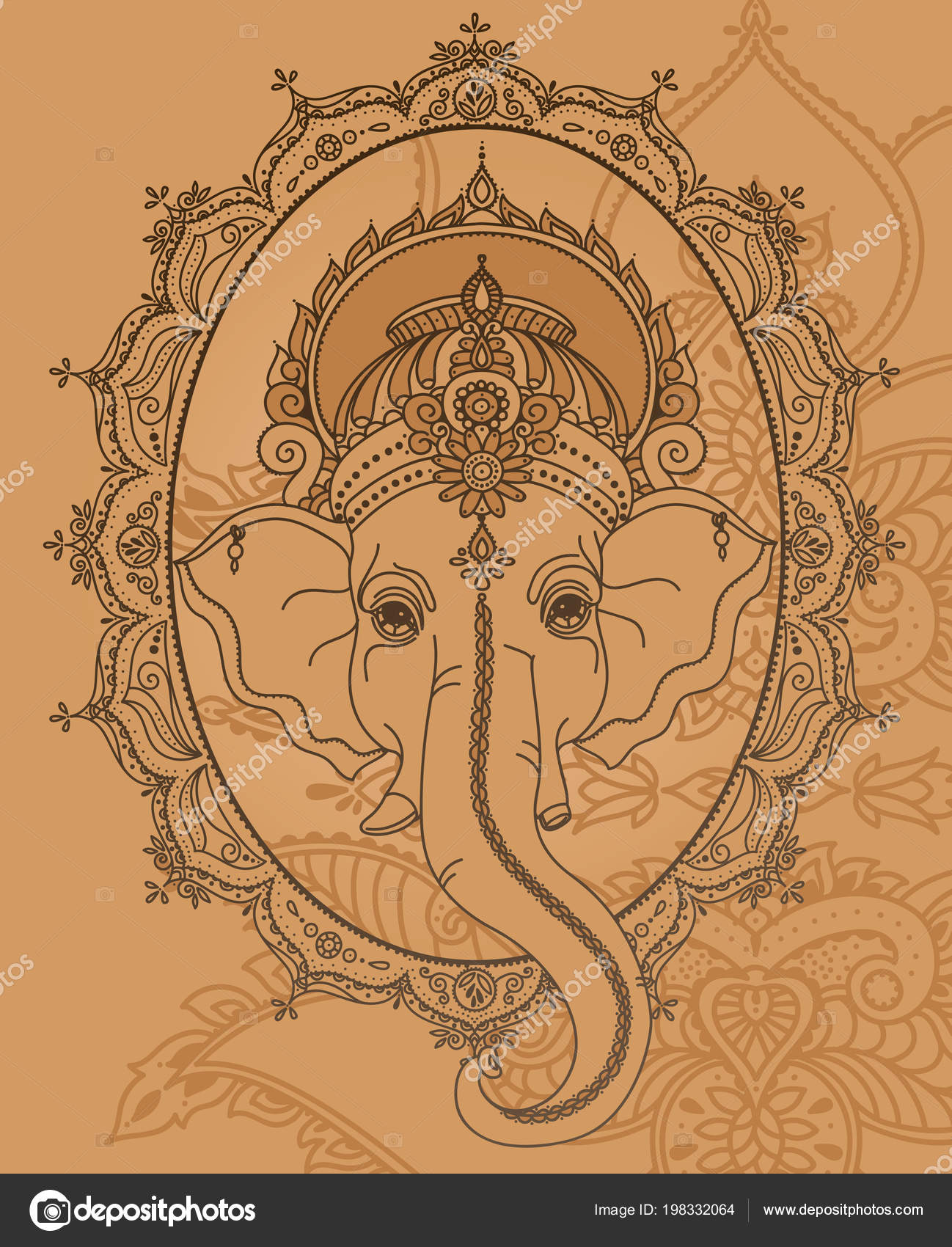 Ganesha Señor Hermoso Marco Estilo Indio Puede Utilizar Como Tarjeta ...