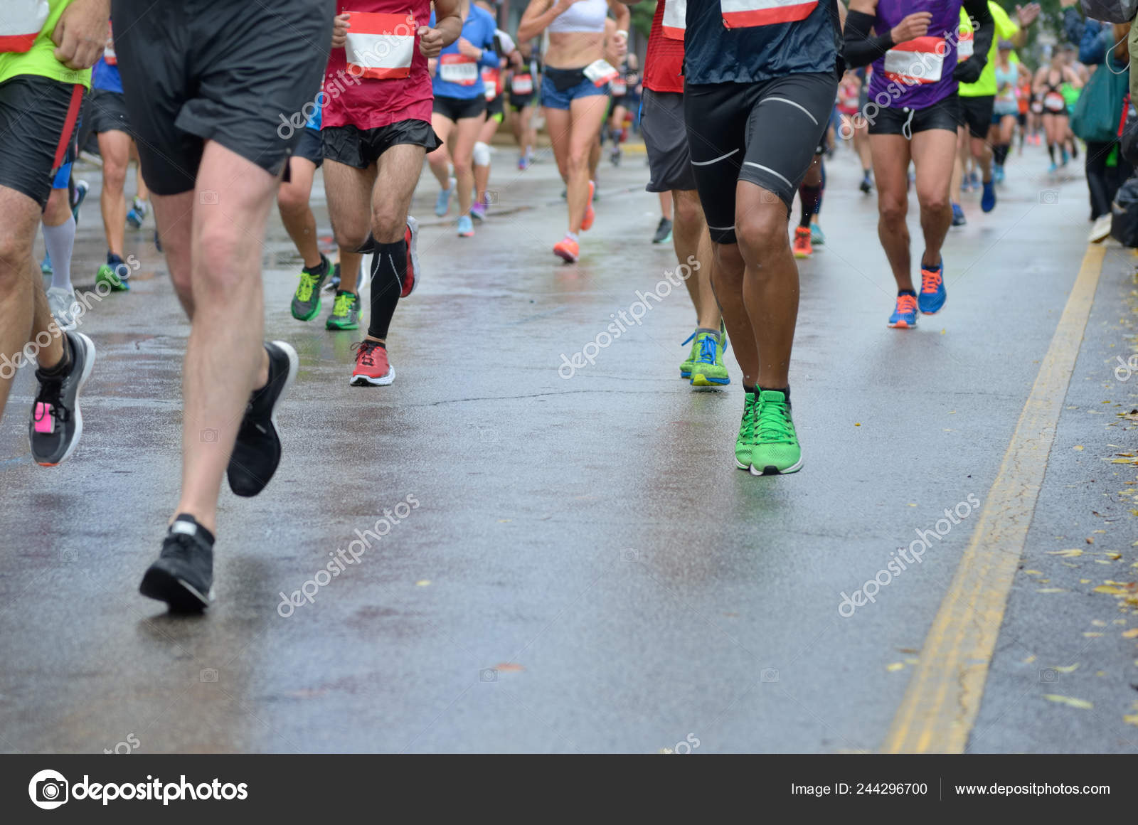 Marathon Running Race Many Runners Feet Road Racing Sport Competition ...
