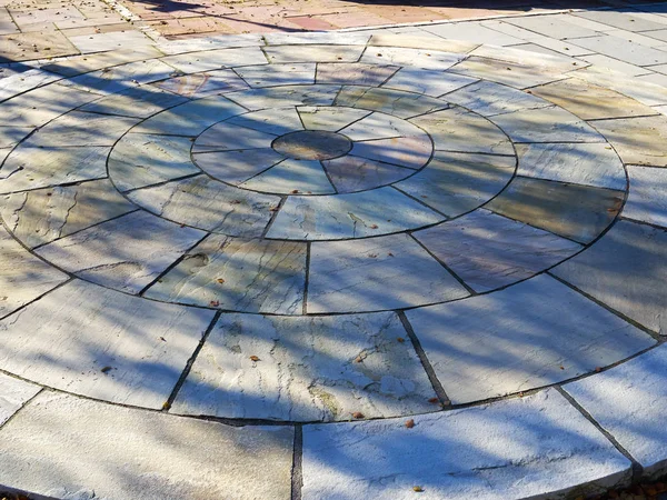 Details Circle Design Stone Floor Tiles Outdoors Garden — Stock Photo ...