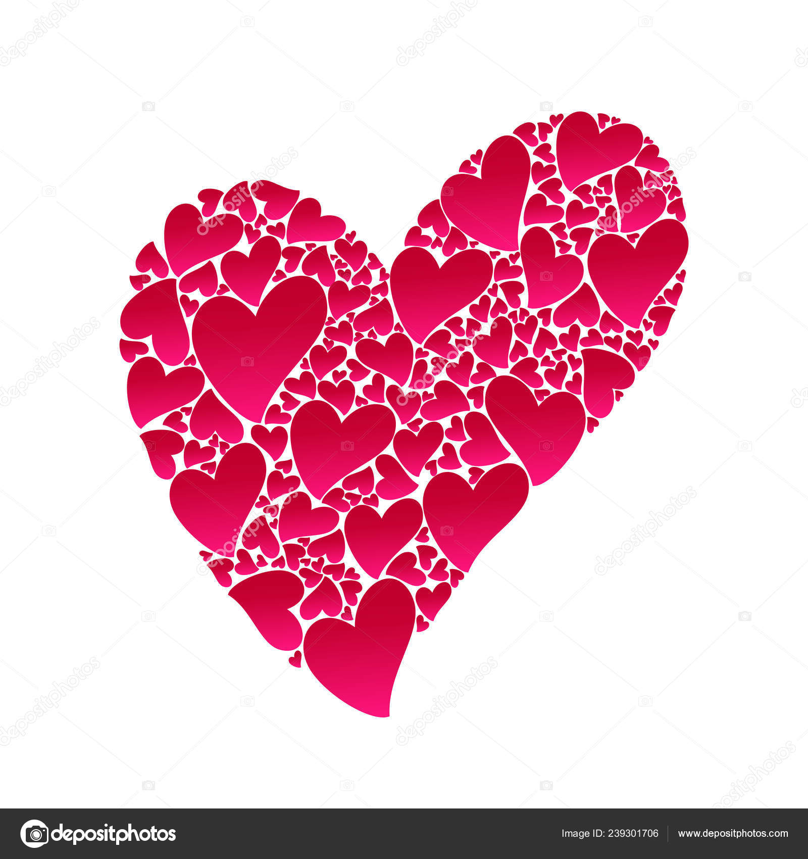 Happy Valentines Day Retro Vintage Style Brush Lettering Heart Many ...