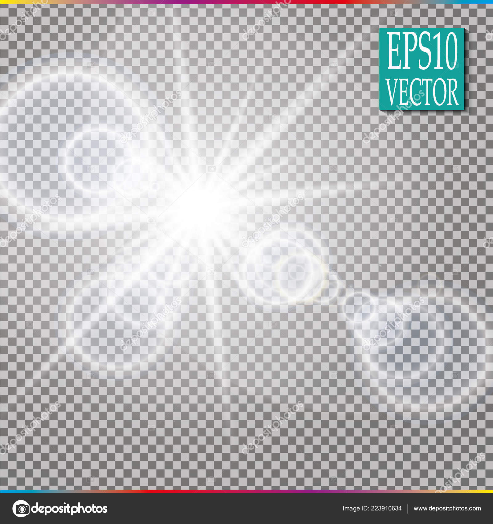 Vektor transparan sinar matahari Efek cahaya pijar lensa khusus. Vektor ...