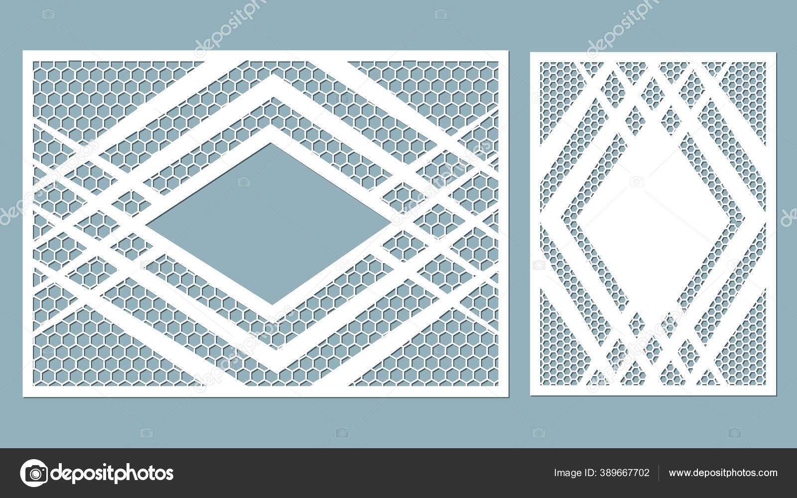 Vector Illustration Decorative Panel Lines Honeycomb Laser Cutting ...
