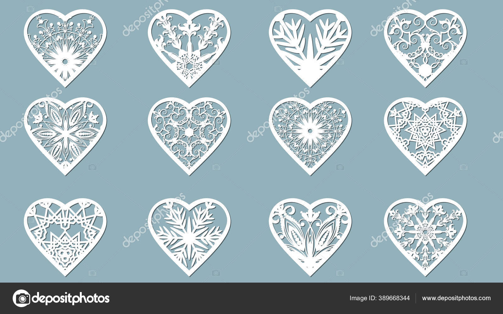 Set Stencil Hearts Carved Pattern Template Interior Design Layouts ...