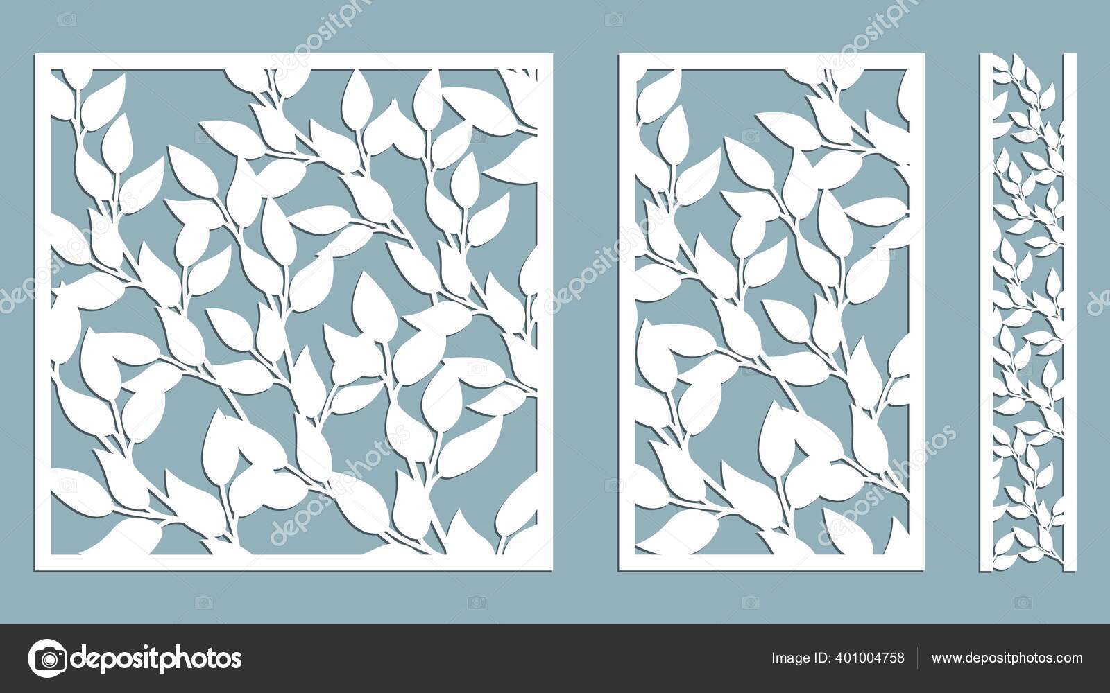 Set Template Cutting Leaves Pattern Laser Cut Vector Illustration ...