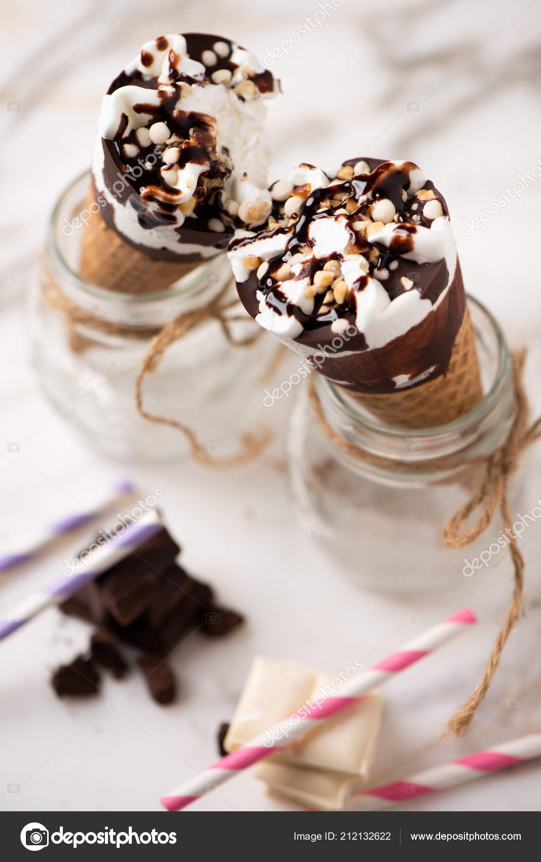 Two Cornetto Ice Cream Vanilla Ice Cream Wafle White Background Stock ...