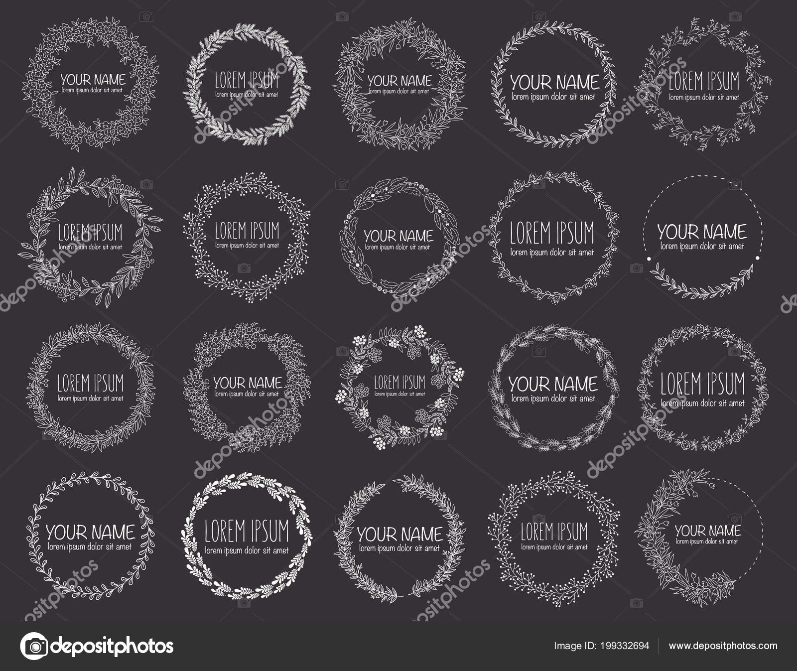 Vector Collection Hand Drawn Logo Templates Wedding Family Children ...