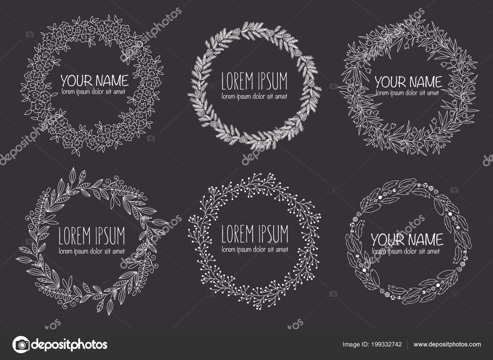 Vector Collection Hand Drawn Logo Templates Wedding Family Children ...