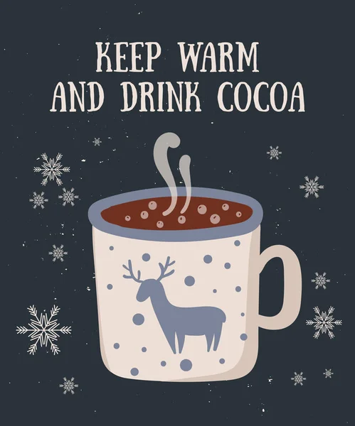 Vector postcard with hot drink in a cute mug and cozy slogan in Stock ...