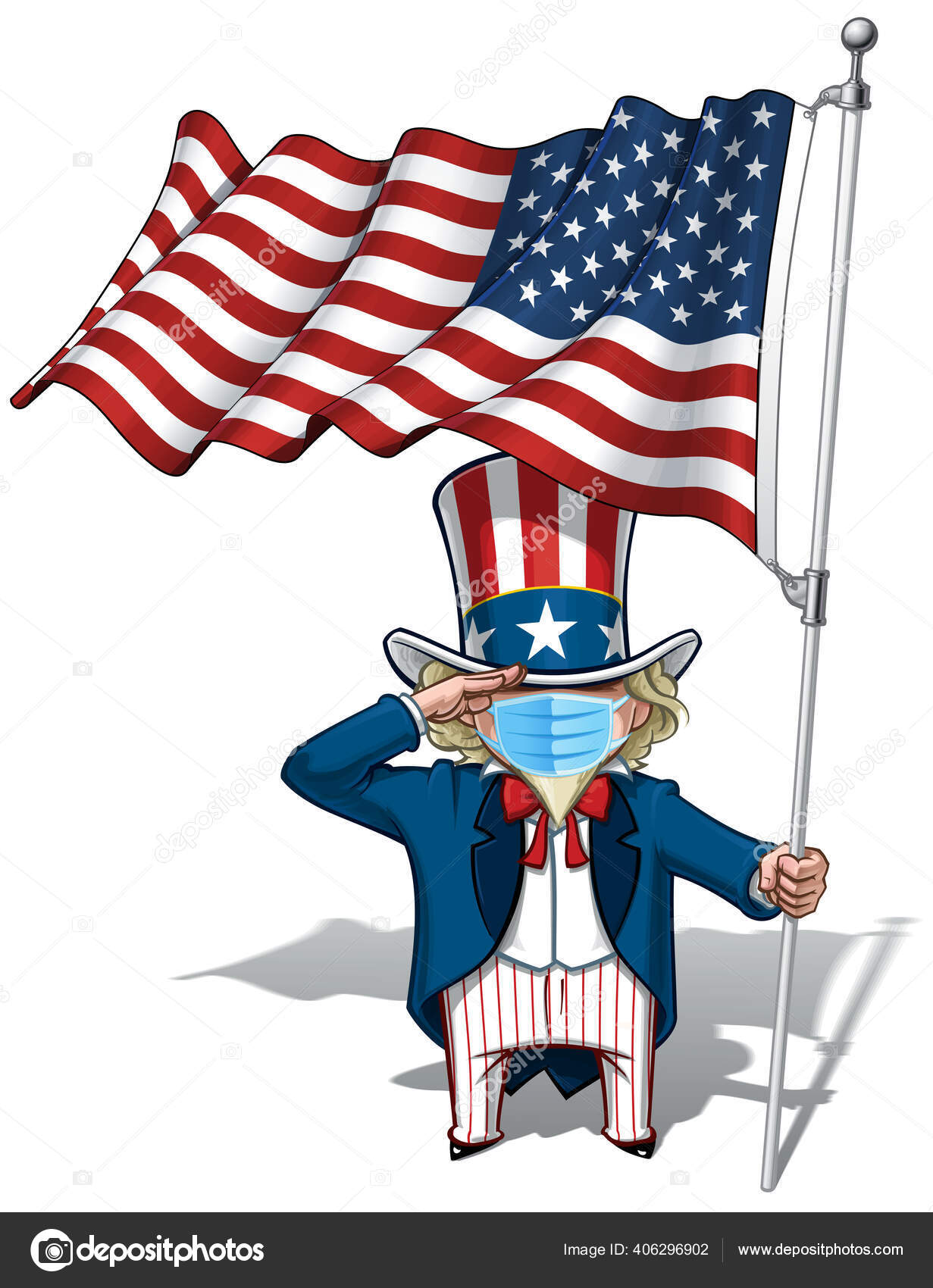 Animated American Flag Firefighter Clipart