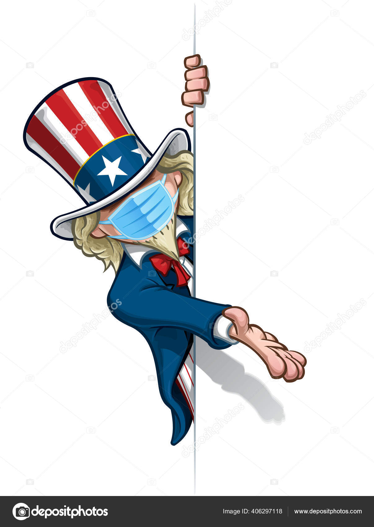 Vector Illustrations Cartoon Uncle Sam Presenting Blank Space Wearing ...