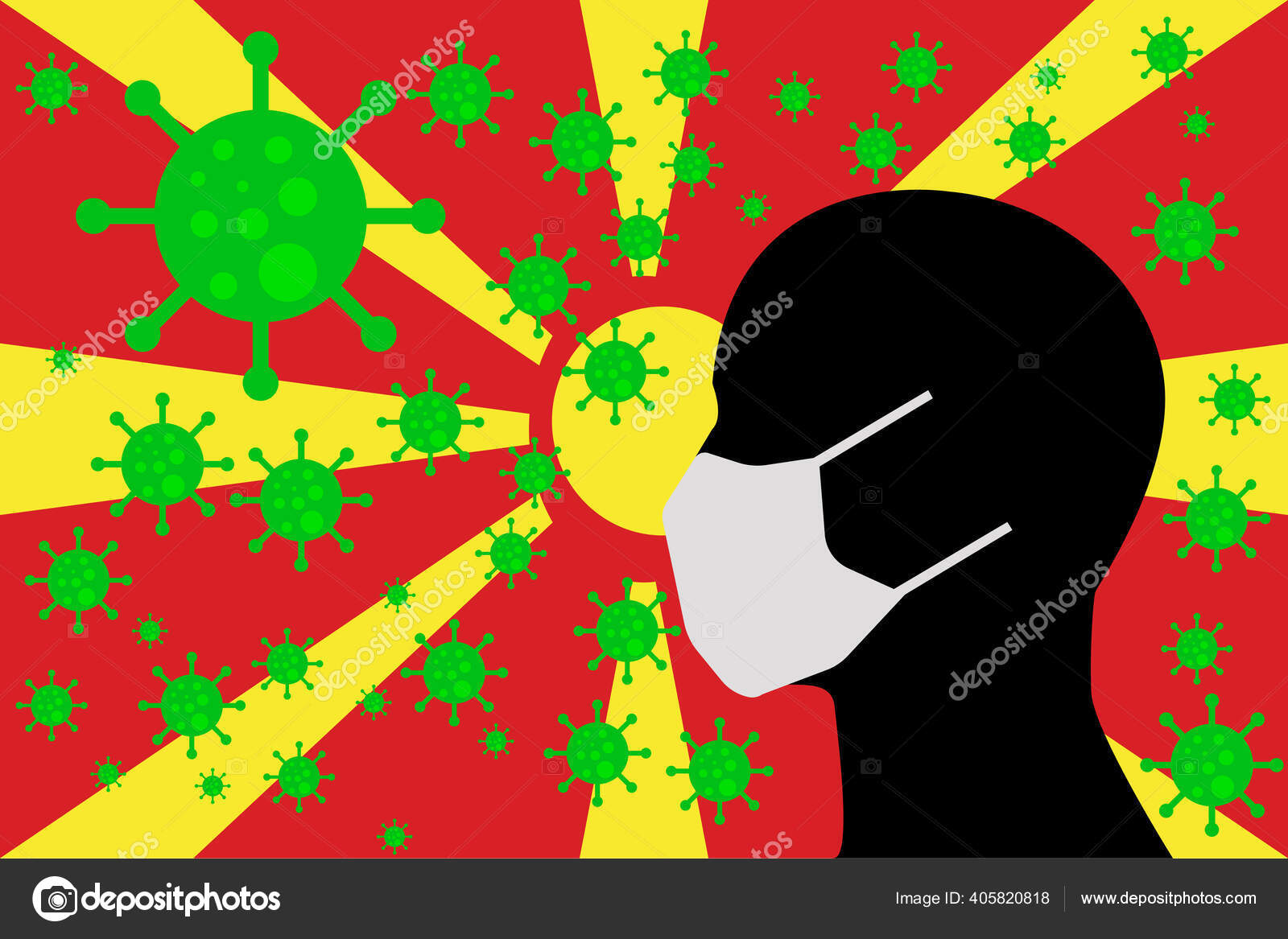 Cabeza Con Tapaboca Virus Bandera Macedonia Stock Vector by ...