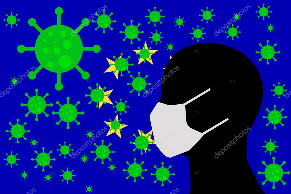 CABEZA CON TAPABOCA VIRUS Y BANDERA UNION EUROPEA 01 2023