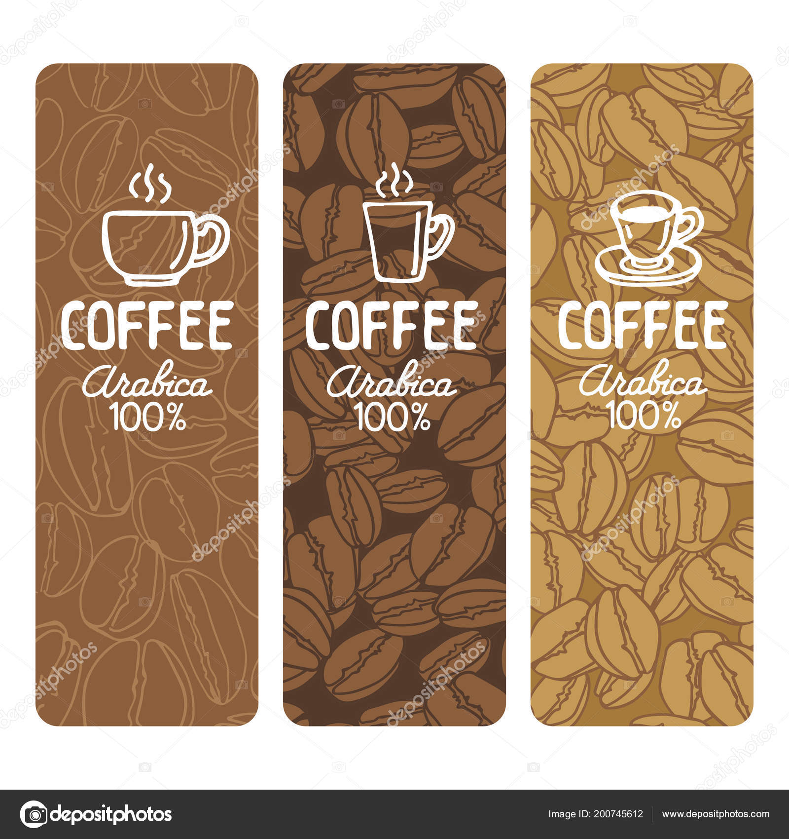 Coffee Labels Set Isolated White Background Design Elements Coffee ...