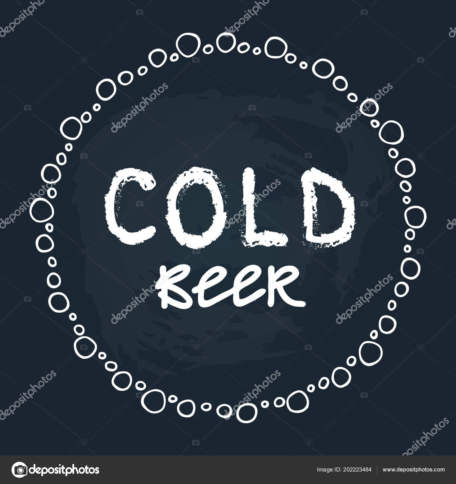 Hand Drawn Cold Beer Lettering Isolated Chalkboard Background Design ...