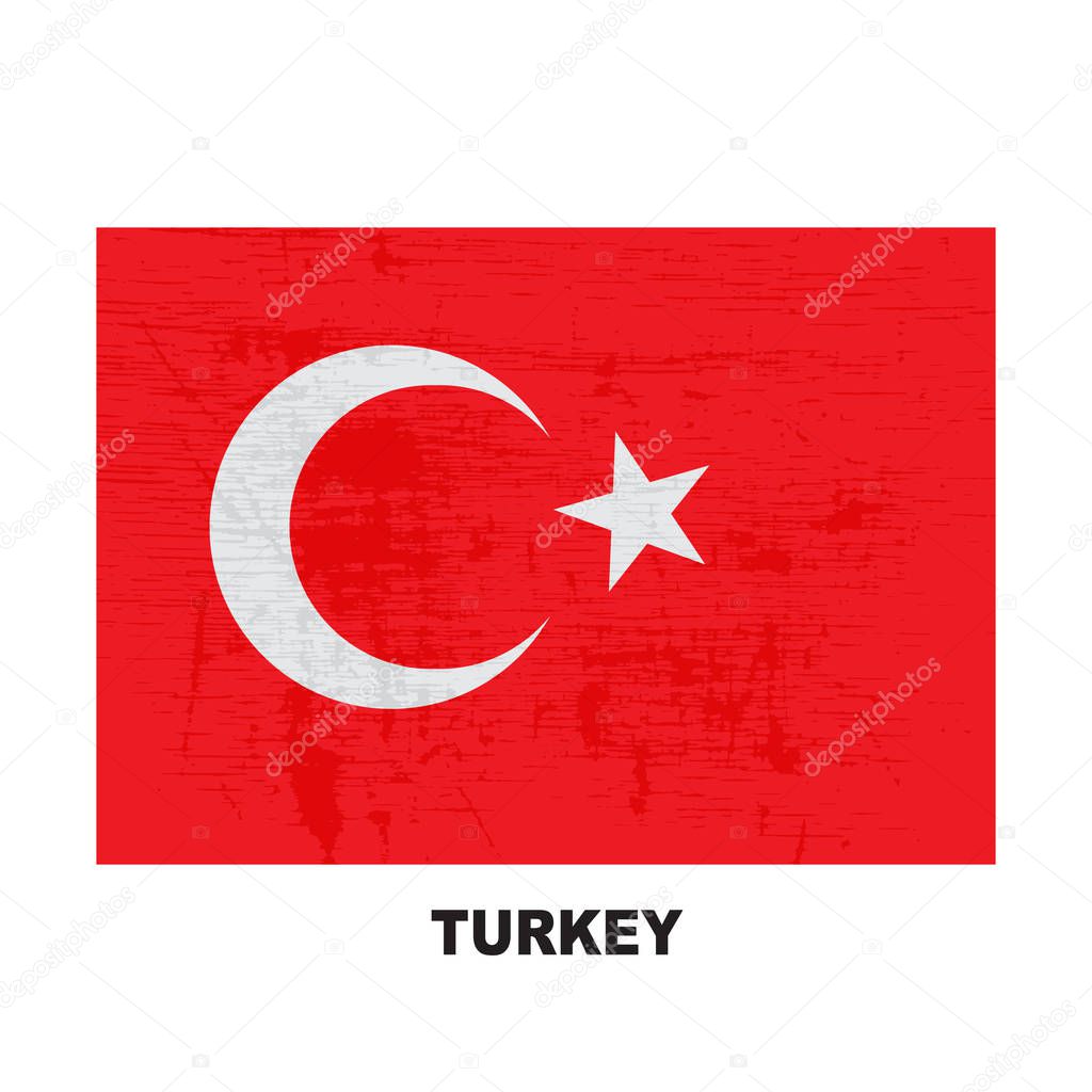 Bandera de Turquía aislada sobre fondo blanco. República de Turquía ...