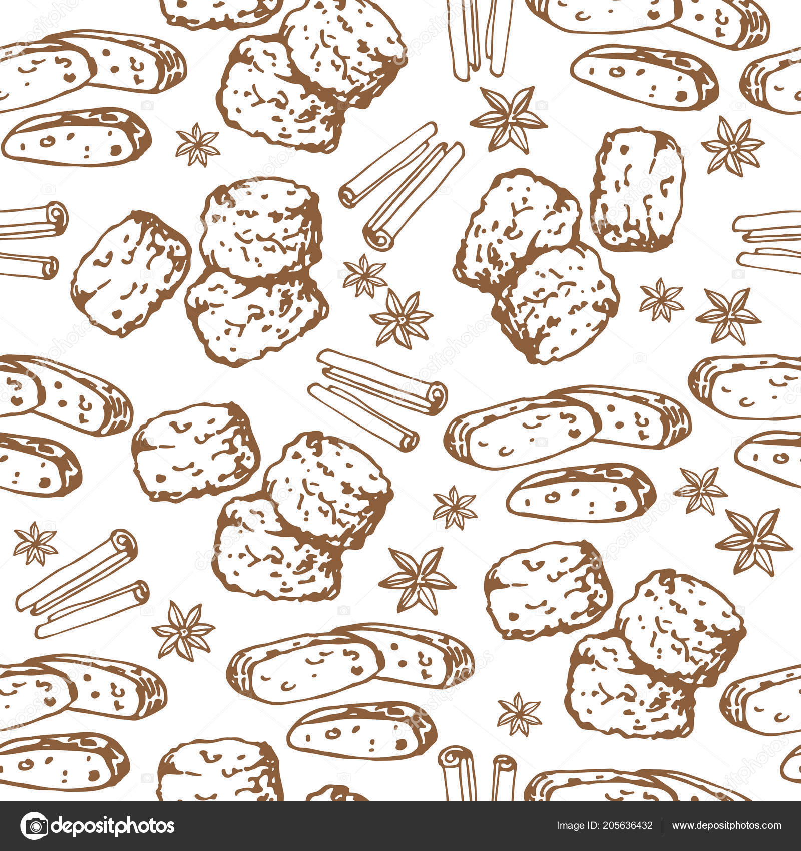 Scones Biscotti Cookies White Background Seamless Pattern Textile ...