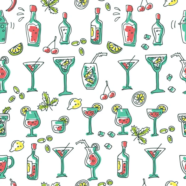 Cocktail Bar Symbols Set Shaker Glasses Drinks Alcohol Beverages Fruit ...