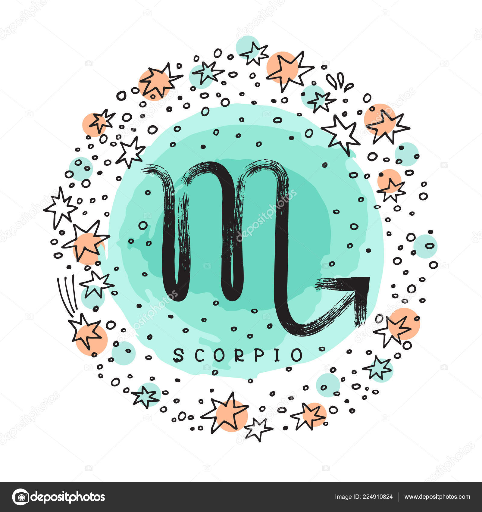 Signo Del Zodíaco Escorpio Con Marco Grunge Tinta Aislado Sobre Vector ...