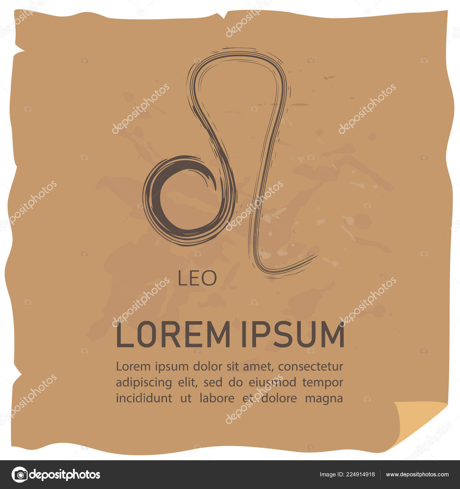 Zodiac Sign Leo Text Frame Craft Paper Background Grunge Style Stock ...