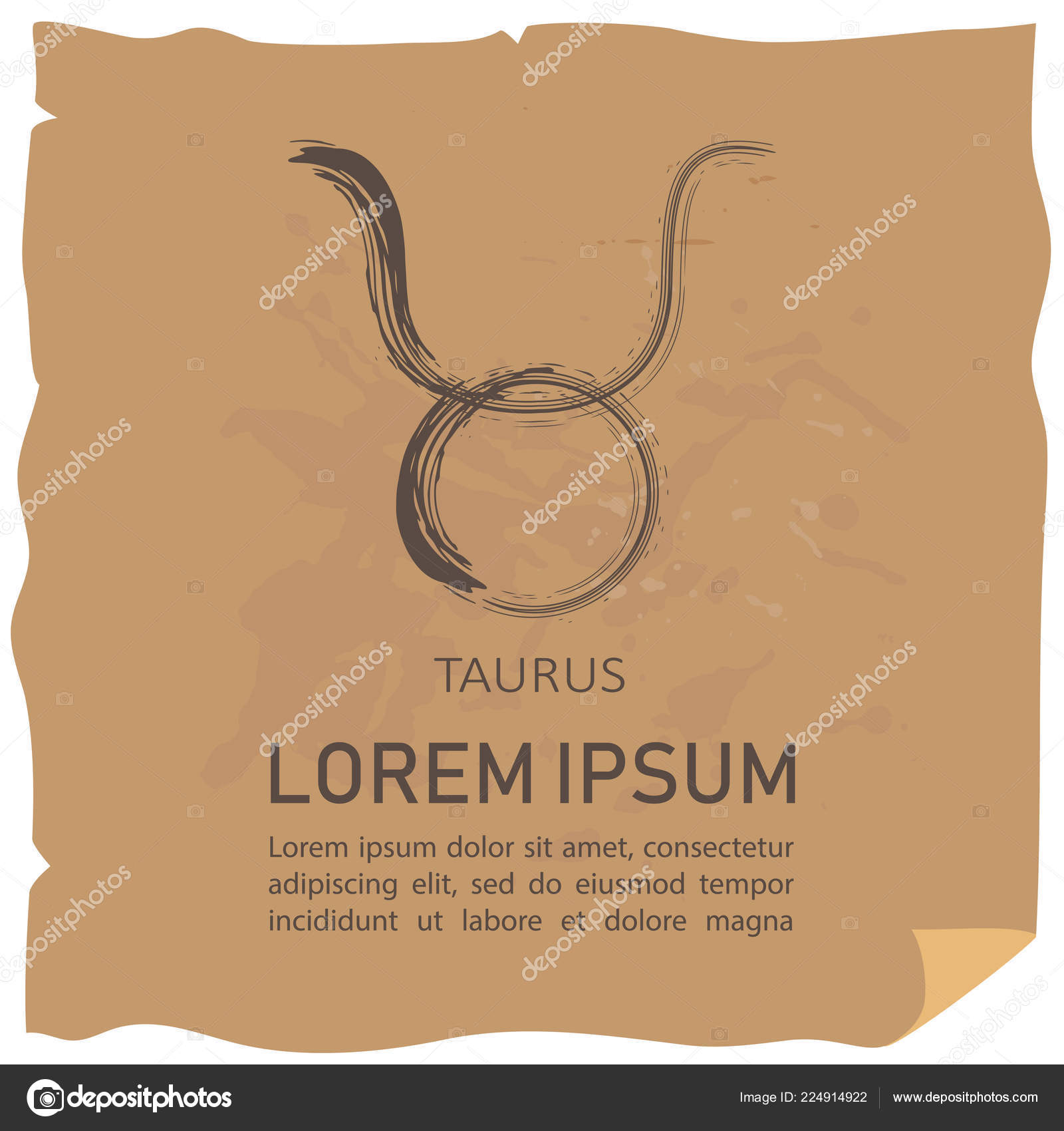 Zodiac Sign Taurus Text Frame Craft Paper Background Grunge Style Stock ...