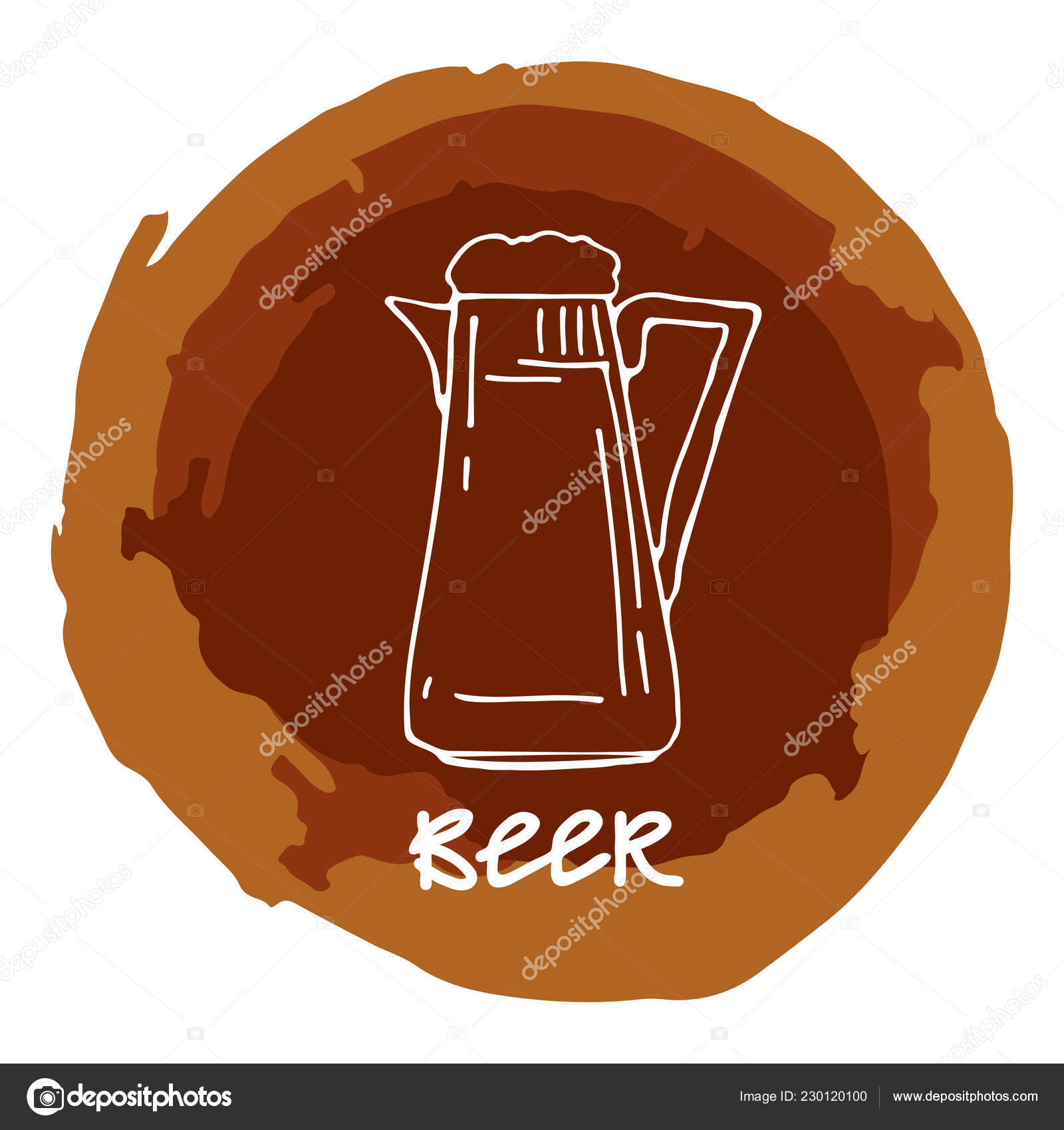 Hand Drawn Beer Mug Beer Color Frame Isolated White Background Stock ...