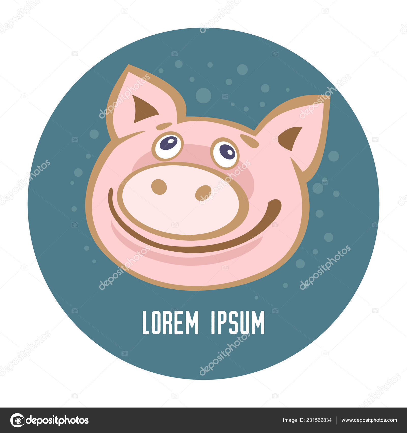 Blue Frame Cute Funny Piglet Face Isolated White Background Pig Stock ...