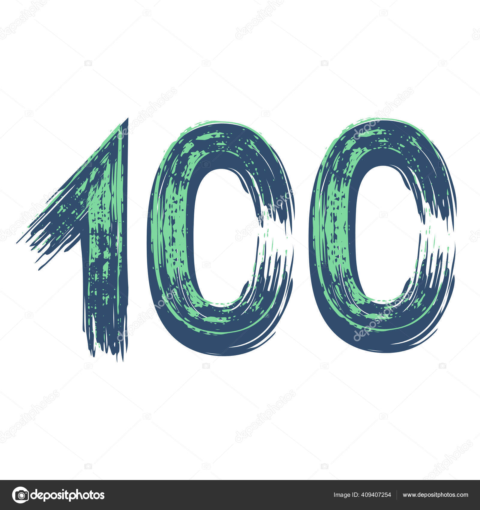 Grunge Number 100 Isolated White Background Vector Illustration Design ...