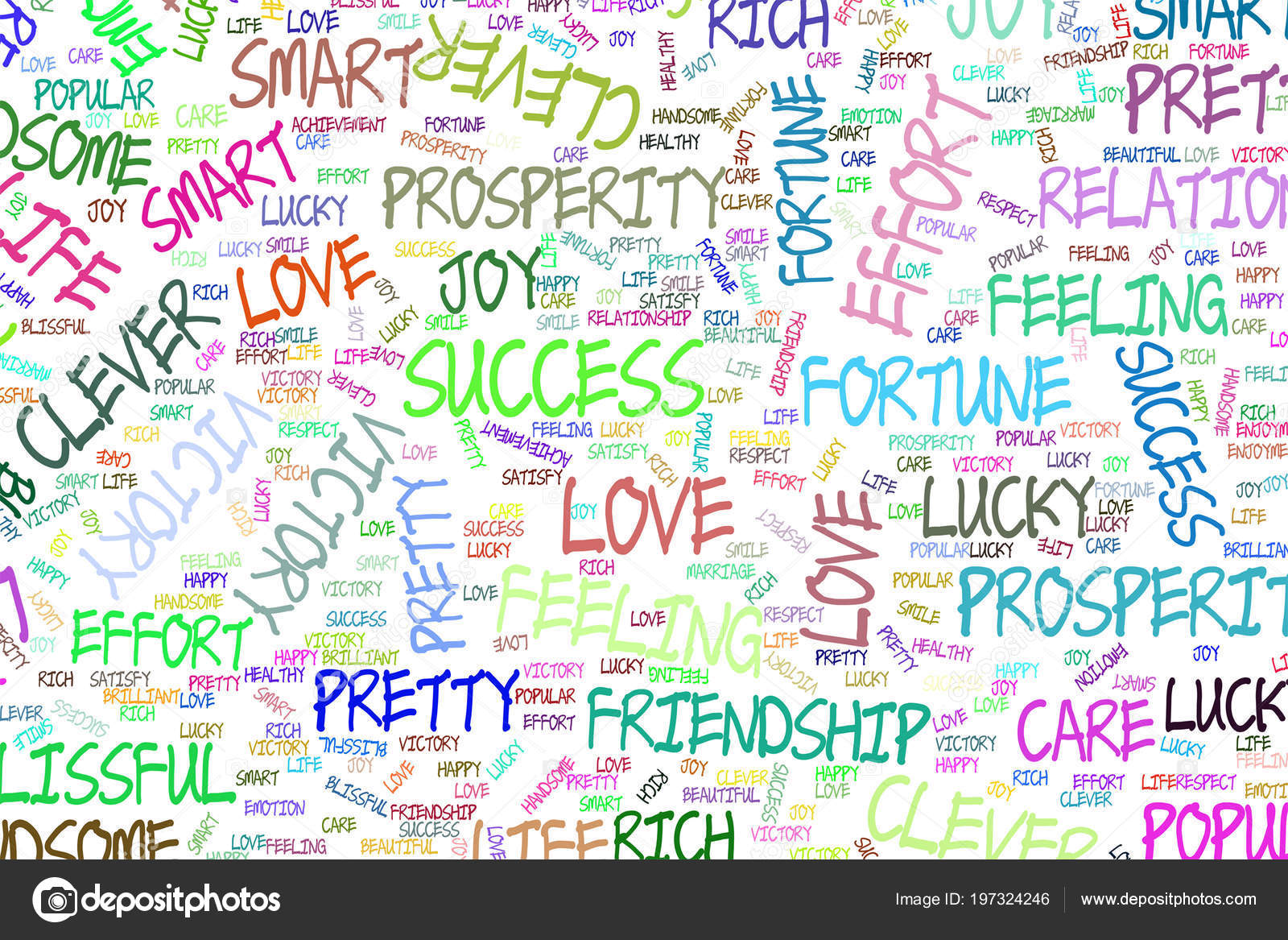 Decorative Hand Drawn Positive Emotion Word Cloud Illustrations Good ...