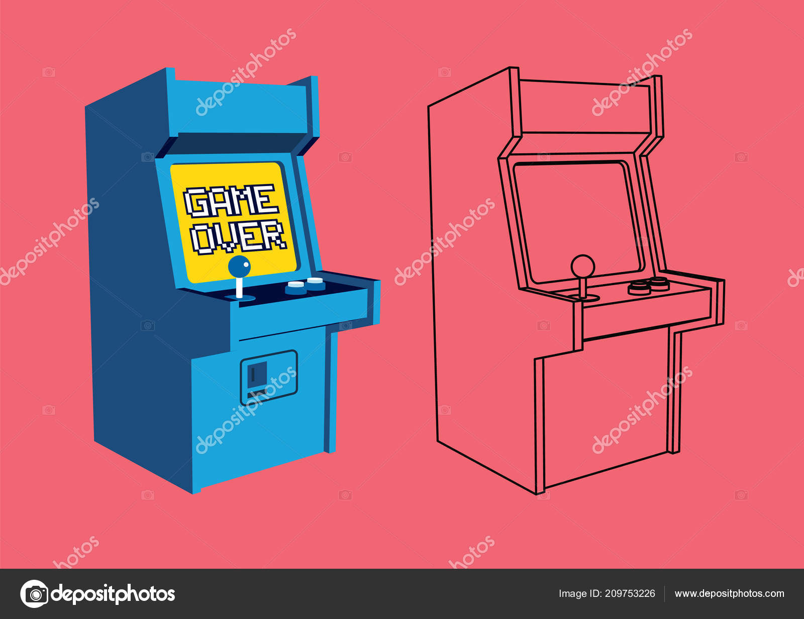 Vector Retro Arcade Game Machine Outline Stock Illustration by ... Vector Retro Arcade Game Machine Outline Stock Illustration by ...